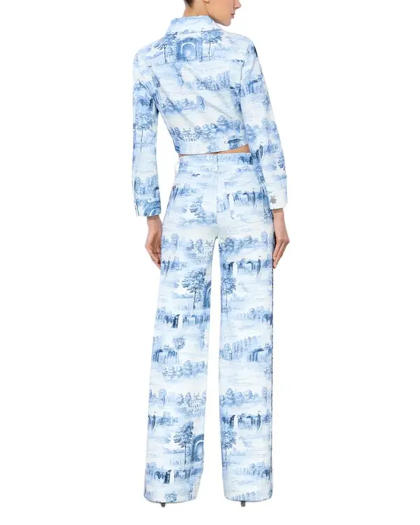 Alice + Olivia Chloe Boxy Cropped Jacket - Blue Multi
