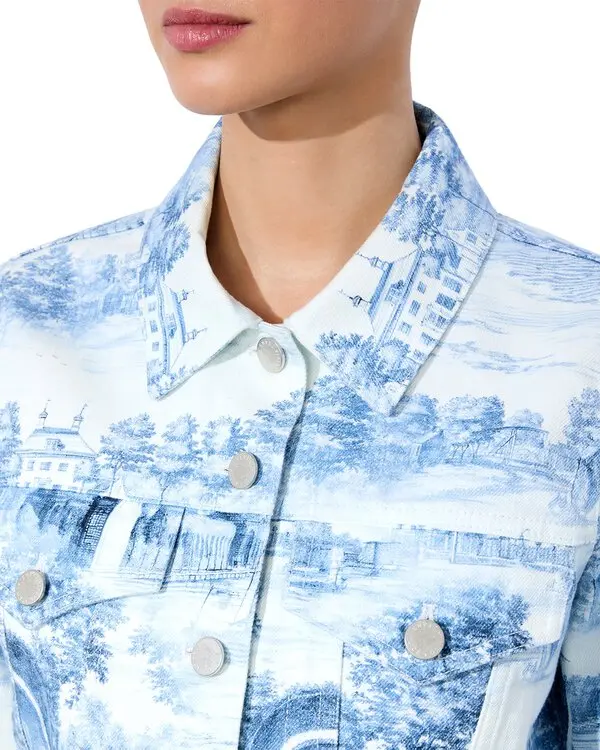 Alice + Olivia Chloe Boxy Cropped Jacket - Blue Multi