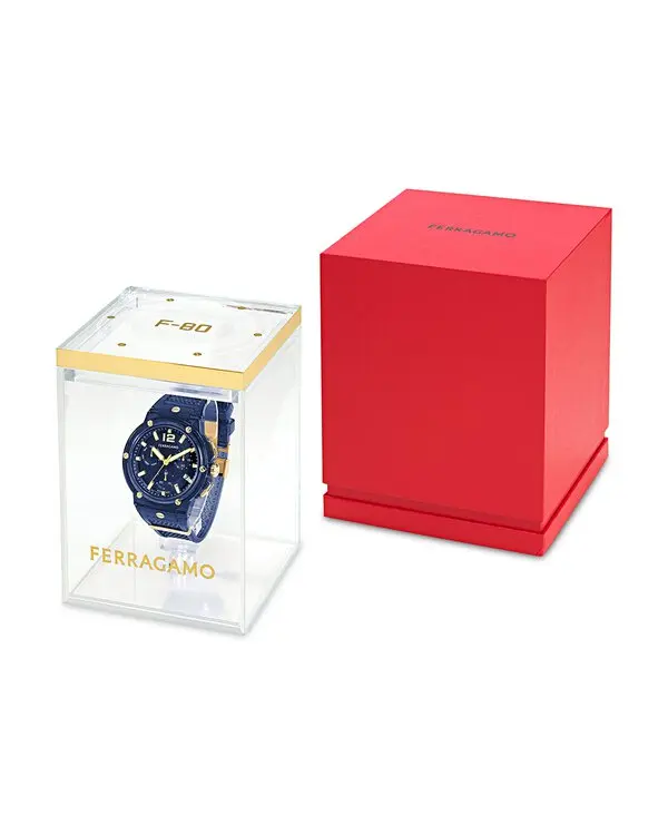 FERRAGAMO F-80 Translucent Chronograph, 44mm - Blue/blue