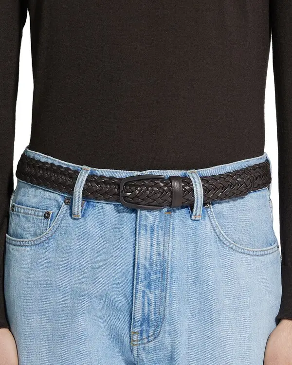 Zegna Braided Leather Belt - Dark Brown