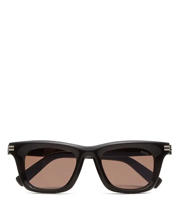 Zegna 49mm Acetate Sunglasses - Black