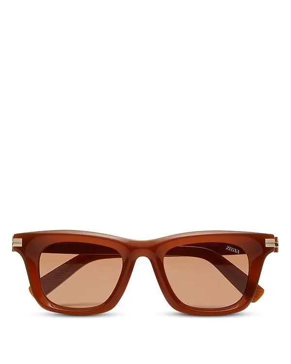Zegna 49mm Acetate Sunglasses - Brown