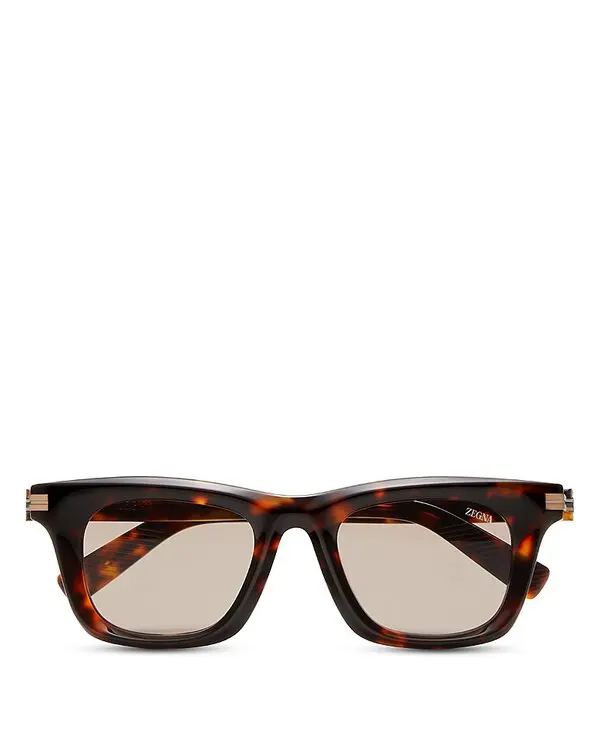 Zegna 49mm Acetate Sunglasses - Havana Brown