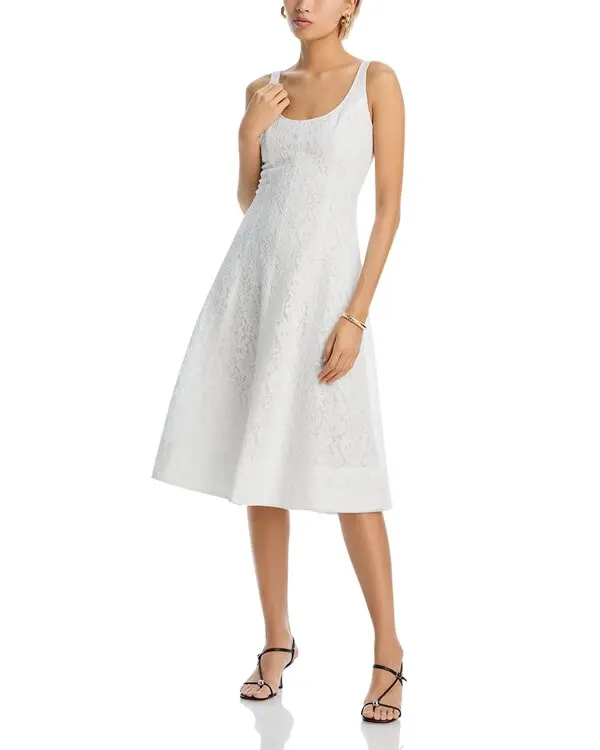 blue and white summer midi dress Baltic Born Womens Lydie Button Midi Dress | White + Blue