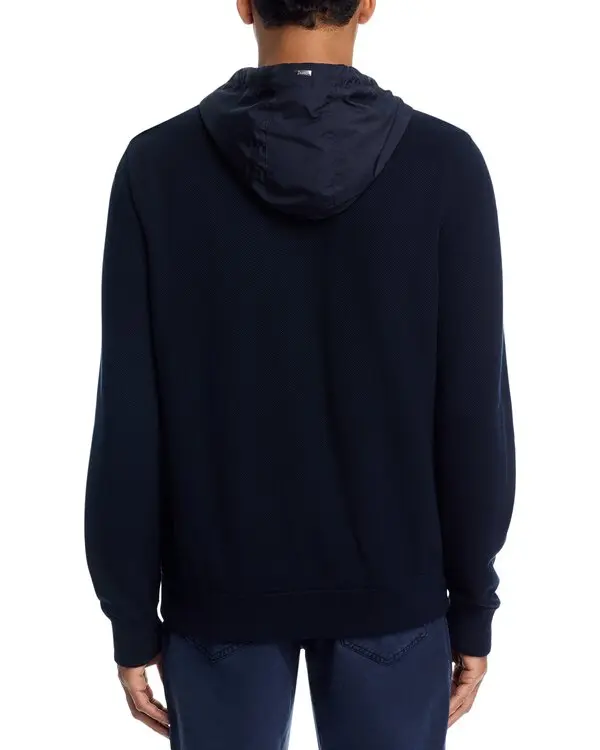 Herno Front Zip Hooded Sweatshirt - Blue Navy
