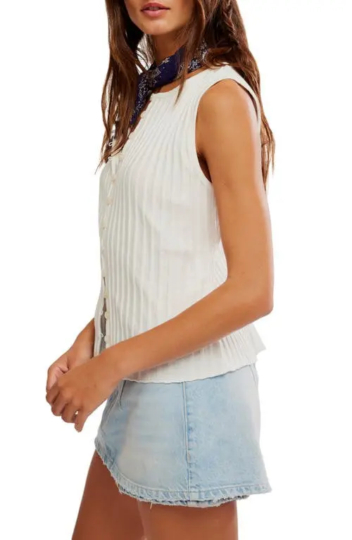 Free People Tilly Rib Button-up Top - Ivory