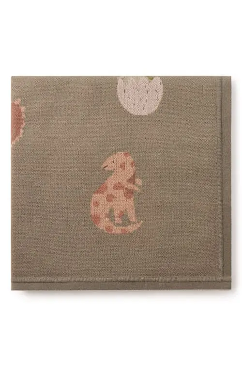 ELEGANT BABY Dinosaur Family Cotton Knit Blanket - Olive Green