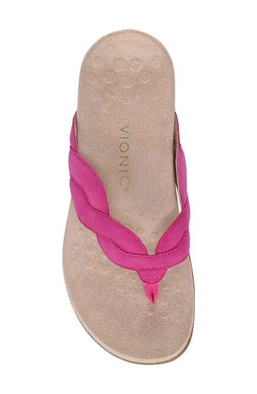 Vionic Braided Leather Flip Flop - Rose Violet