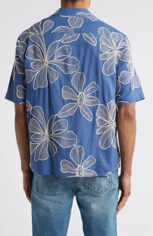 CORRIDOR Floral Appliqué Camp Shirt
