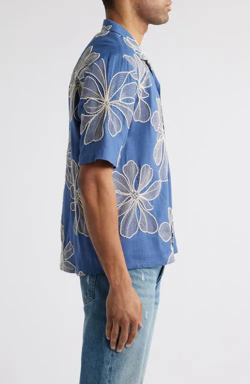 CORRIDOR Floral Appliqué Camp Shirt