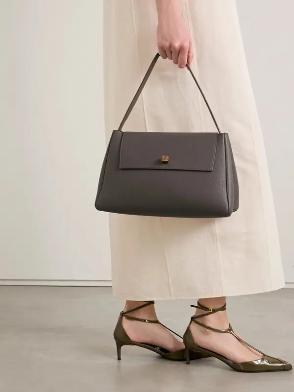 Khaite Audrey Textured-leather Shoulder Bag - Gray