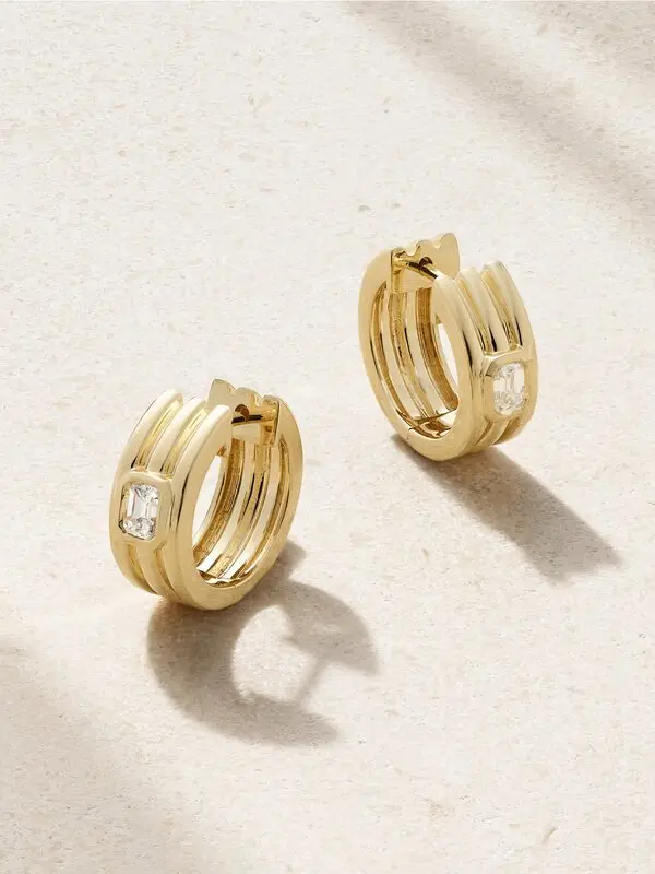 STONE AND STRAND Trio Ridge 14-karat Diamond Hoop Earrings - Gold