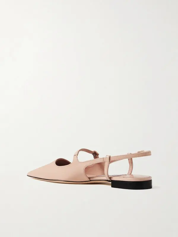 JIMMY CHOO Didi Patent-leather Slingback Flats - Neutrals