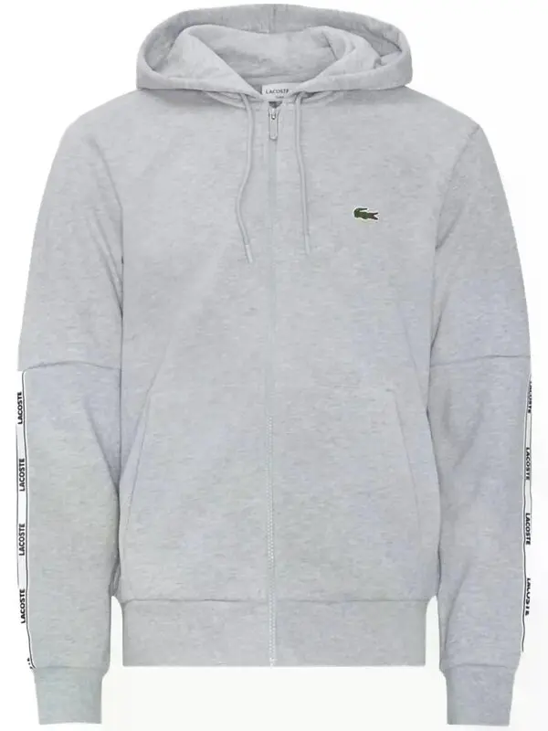 Lacoste Zipped Fleece Silver Hoodie - Grey