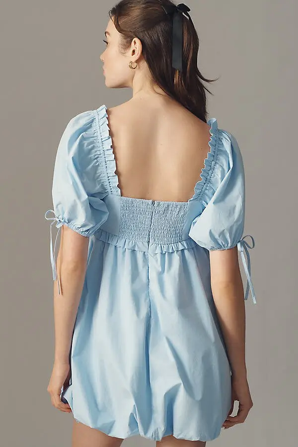 English Factory Puff-sleeve Square-neck Mini Dress