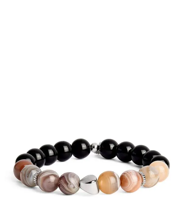 Tateossian Botswana Agate Bead Bracelet - Black