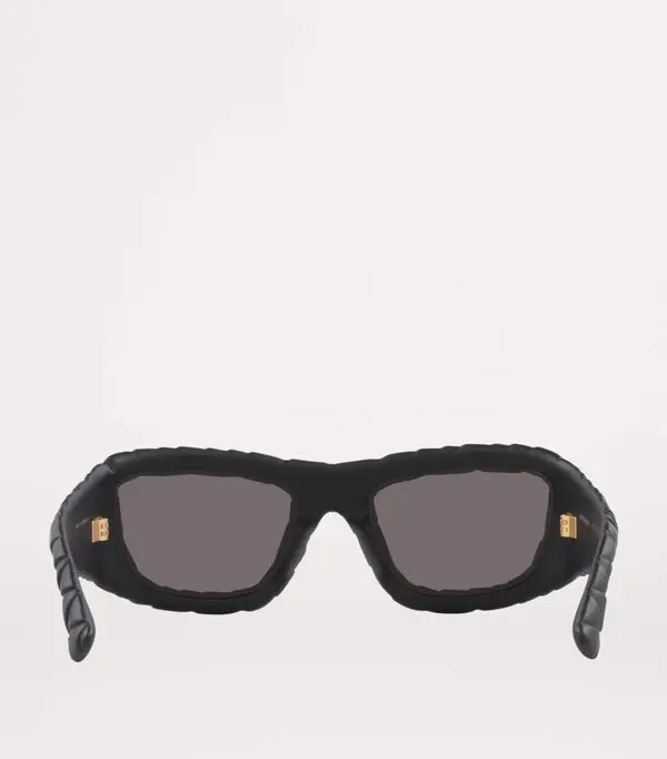 Bottega Veneta Bv1303s Intrecciato Rectangle Sunglasses - Black