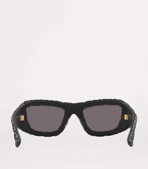 Bottega Veneta Bv1303s Intrecciato Rectangle Sunglasses - Black