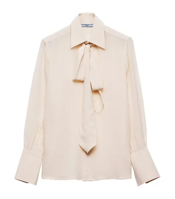 Prada Silk Marocain Blouse - Neutral