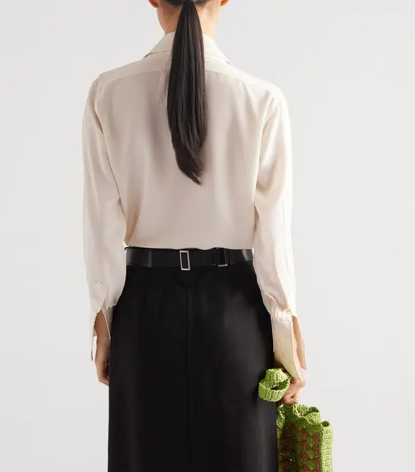 Prada Silk Marocain Blouse - Neutral