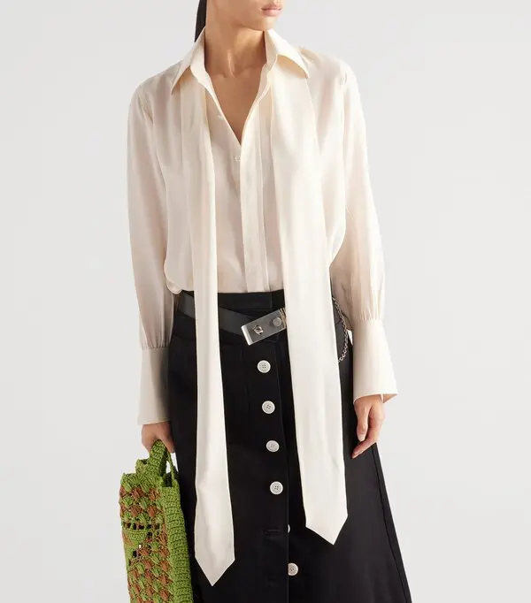Prada Silk Marocain Blouse - Neutral