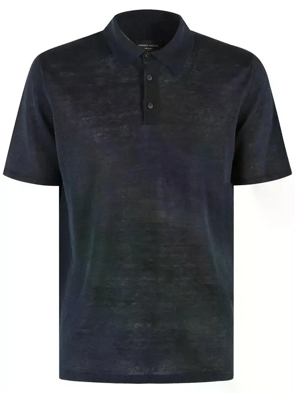 ROBERTO COLLINA Linen-cotton Polo Shirt - Blue