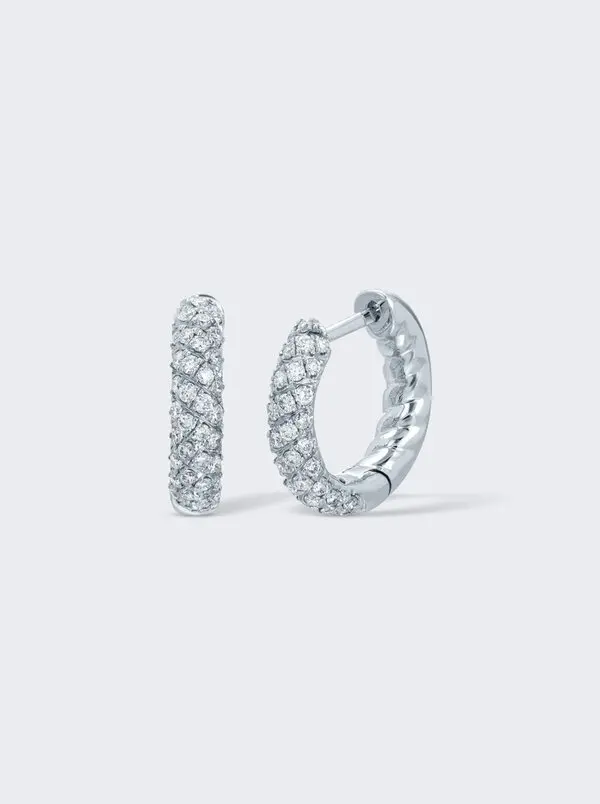 ANITA KO Pave Diamond Zoe Huggie Earrings - 18k White Gold