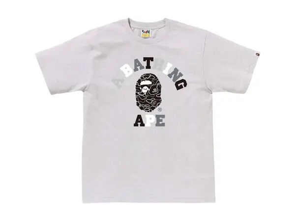 A BATHING APE Neon Camo College Tee Shirt - Grey
