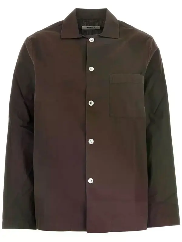 TEKLA Poplin Pyjama Top - Brown