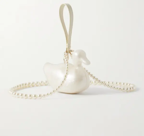 Simone Rocha Duck Faux Pearl-embellished Clutch - White