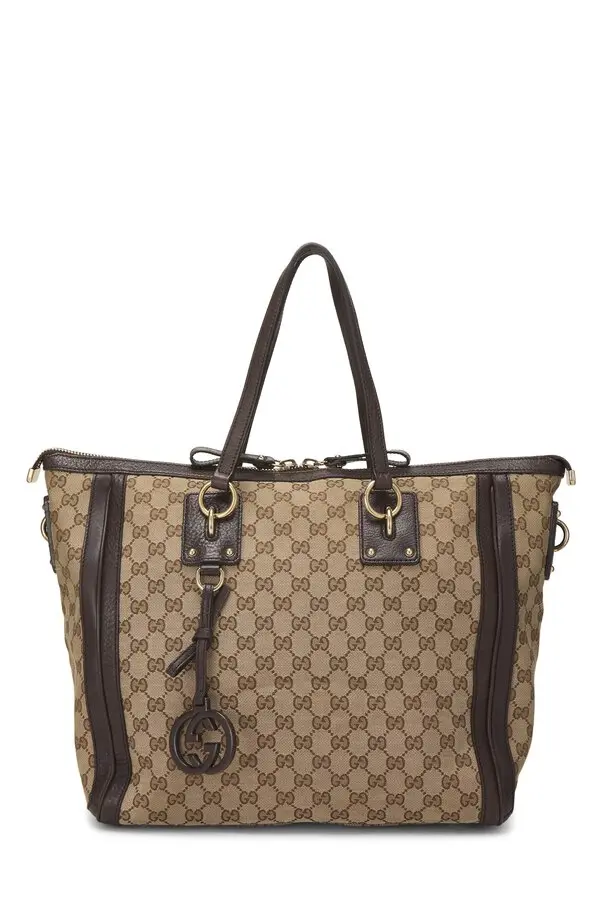 Gucci Original Gg Canvas Charm Tote - Beige