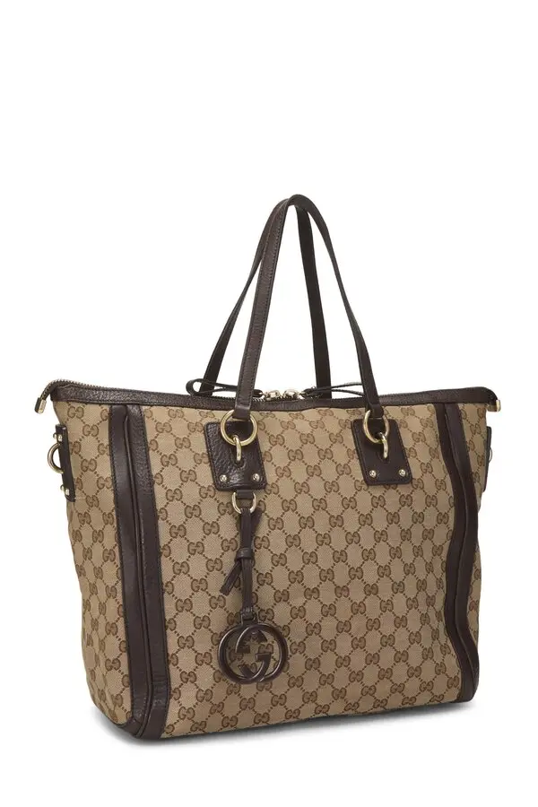 Gucci Original Gg Canvas Charm Tote - Beige