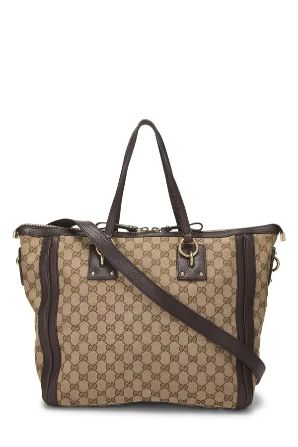 Gucci Original Gg Canvas Charm Tote - Beige