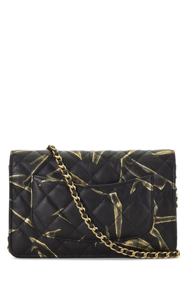 Chanel Calfskin Classic Quilted Wallet On Chain - Black