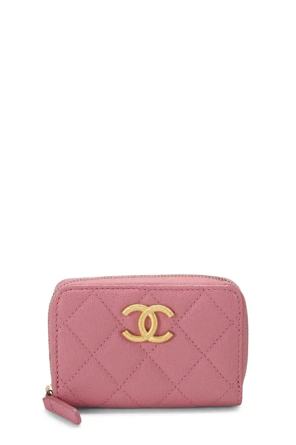 Chanel Caviar Zip Around Coin Purse - Pink