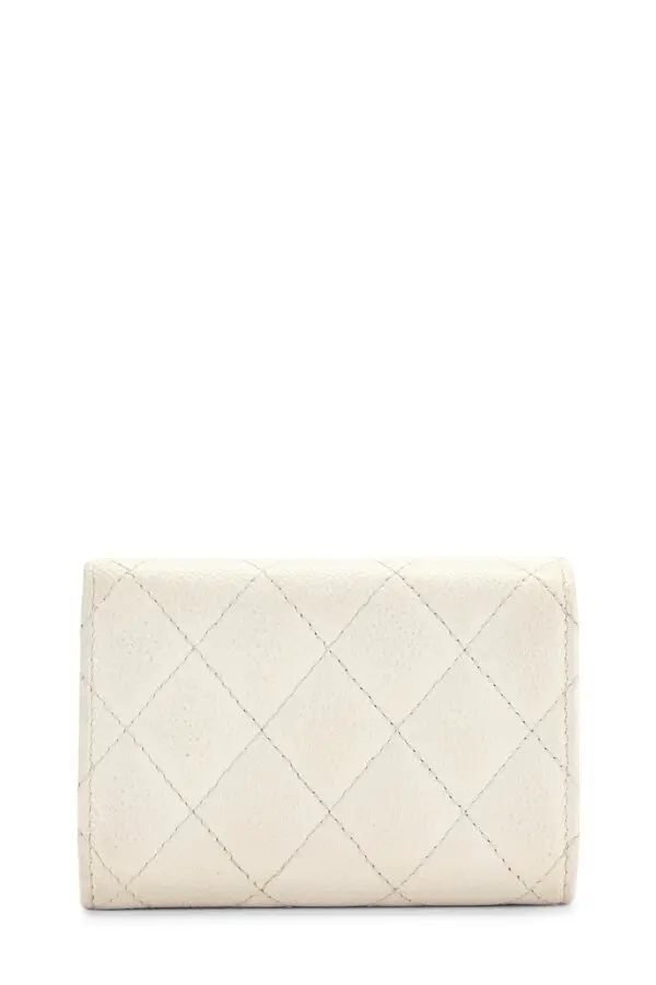 Chanel Caviar Classic Flap Compact Wallet - White