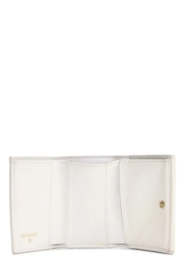 Chanel Caviar Classic Flap Compact Wallet - White