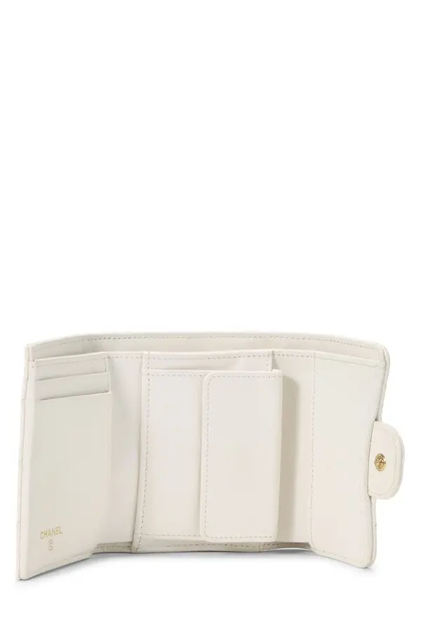 Chanel Caviar Classic Flap Compact Wallet - White
