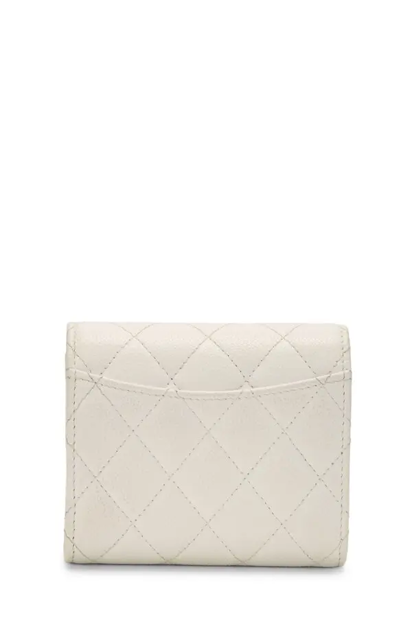 Chanel Caviar Classic Flap Compact Wallet - White