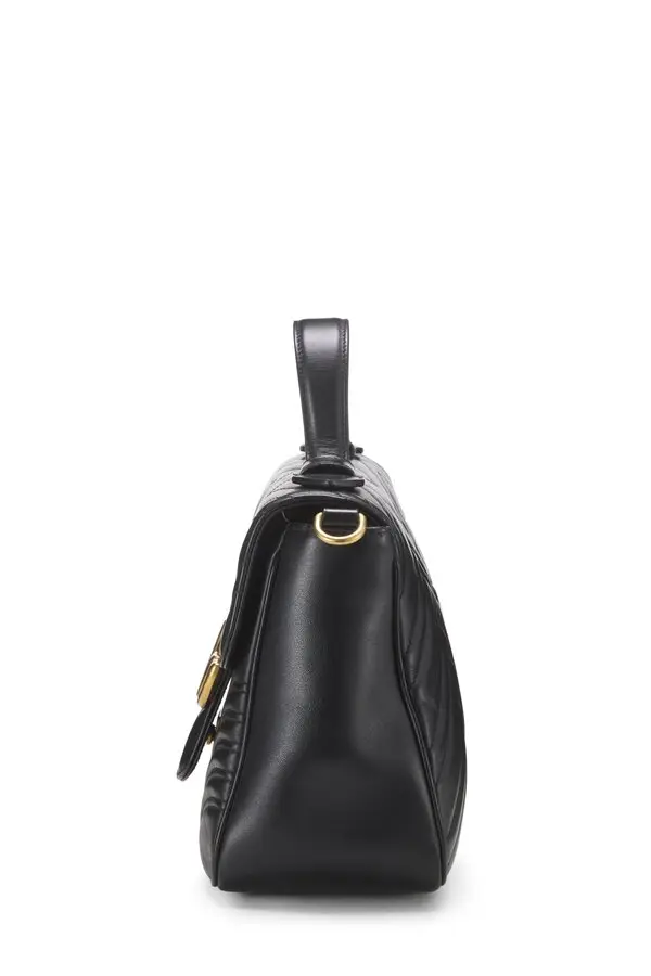 Gucci Leather Gg Marmont Top Handle Flap Bag