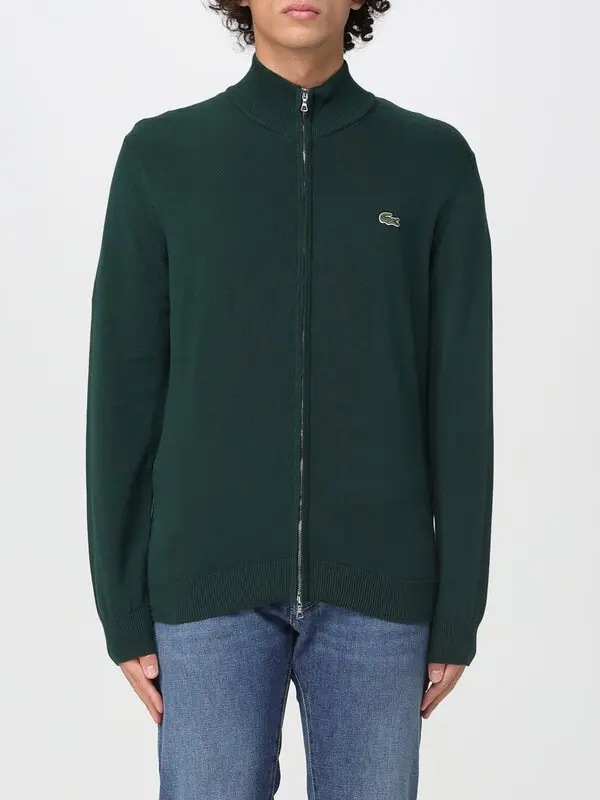 Lacoste Zip Up Sweater With Logo - Green
