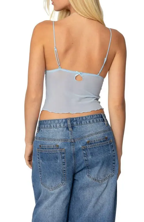 EDIKTED Berkley Lace Trim Sheer Mesh Camisole