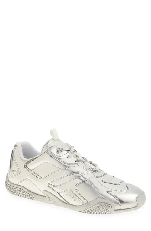 Versace Galaxia Metallic Leather Sneakers - Silver