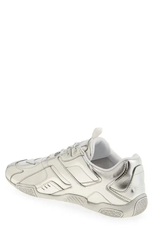 Versace Galaxia Metallic Leather Sneakers - Silver