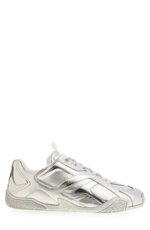 Versace Galaxia Metallic Leather Sneakers - Silver