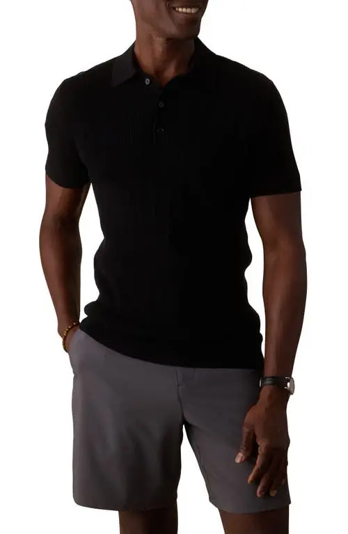 THE NORMAL BRAND Robles Textured Knit Polo - Black