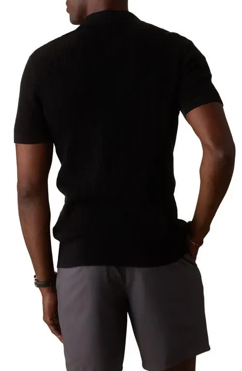 THE NORMAL BRAND Robles Textured Knit Polo - Black