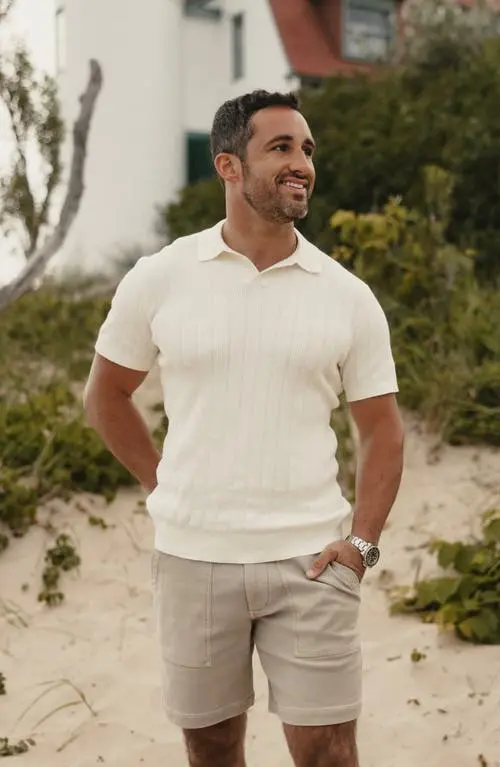 THE NORMAL BRAND Robles Textured Knit Polo - Ivory