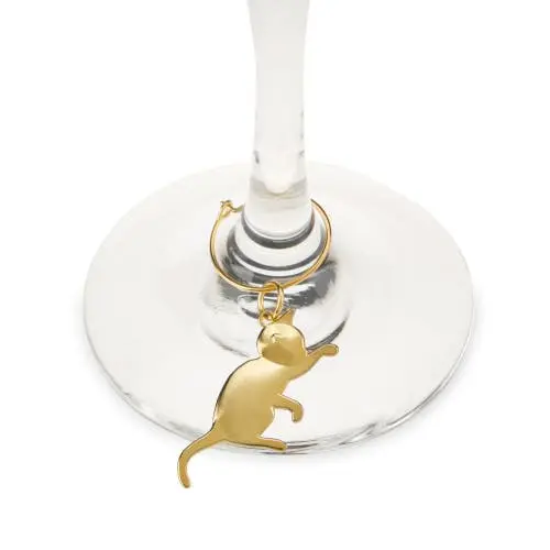 TWINE Cat Wine Charms Set Of 6