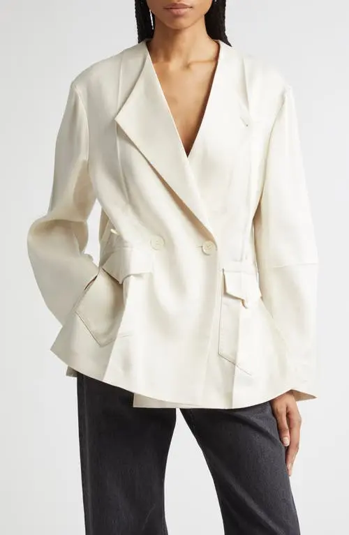 SETCHU Origami Collarless Belted Silk & Virgin Wool Jacket